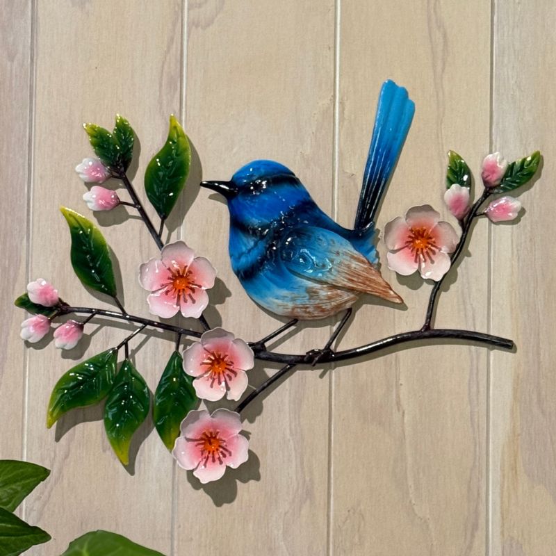 Blue Wren Metal Wall Art